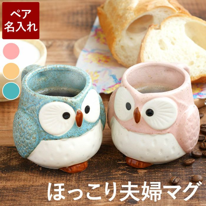 名入れOK！ パステルふくろうマグカップ ペア 300ml｜ギフトショップ「FLEGRE（フレグレ）」